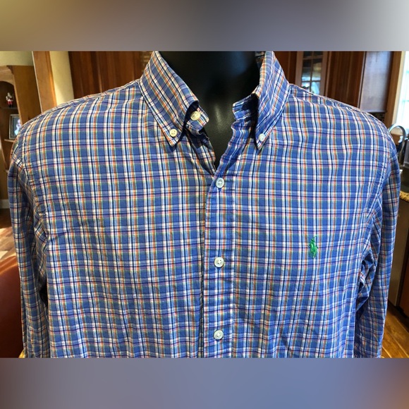 Polo Ralph Lauren | Shirts | Polo By Ralph Lauren Mens Button Front Shirt Sharp Blue Plaid Wlogo ...